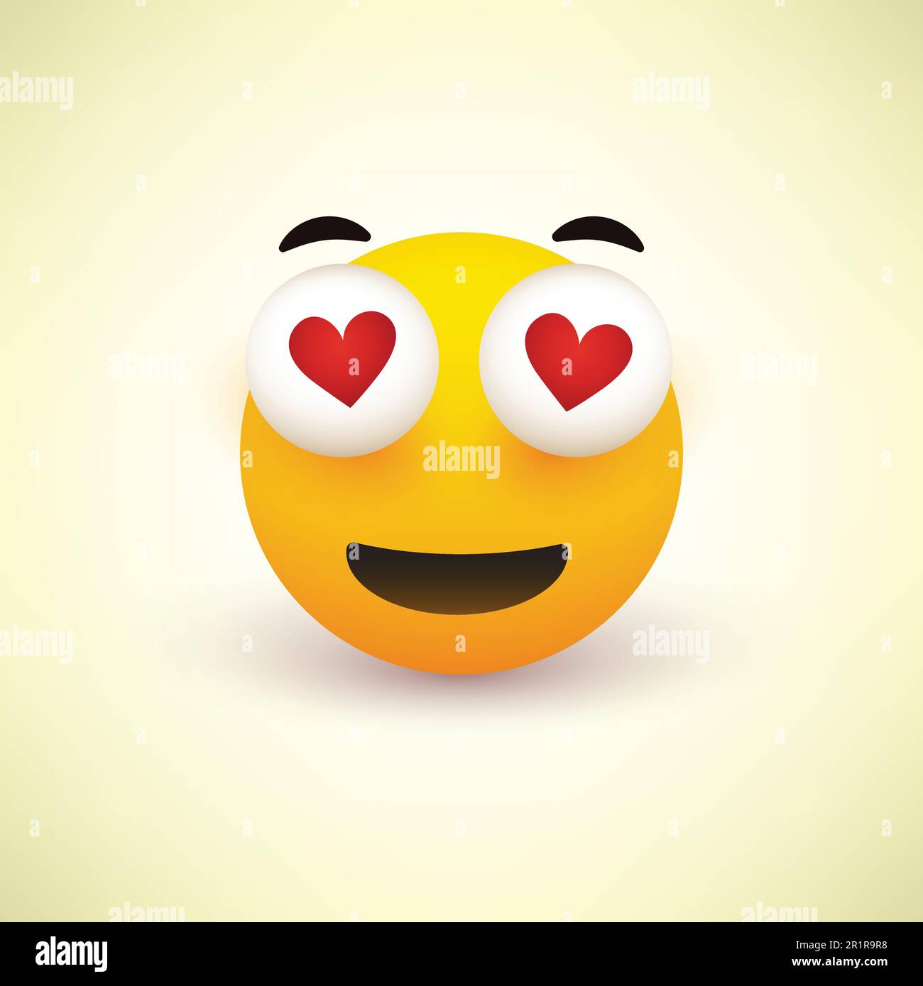Smiling Face With Heart Shaped Eyes on Yellow Background Stock Vector ...