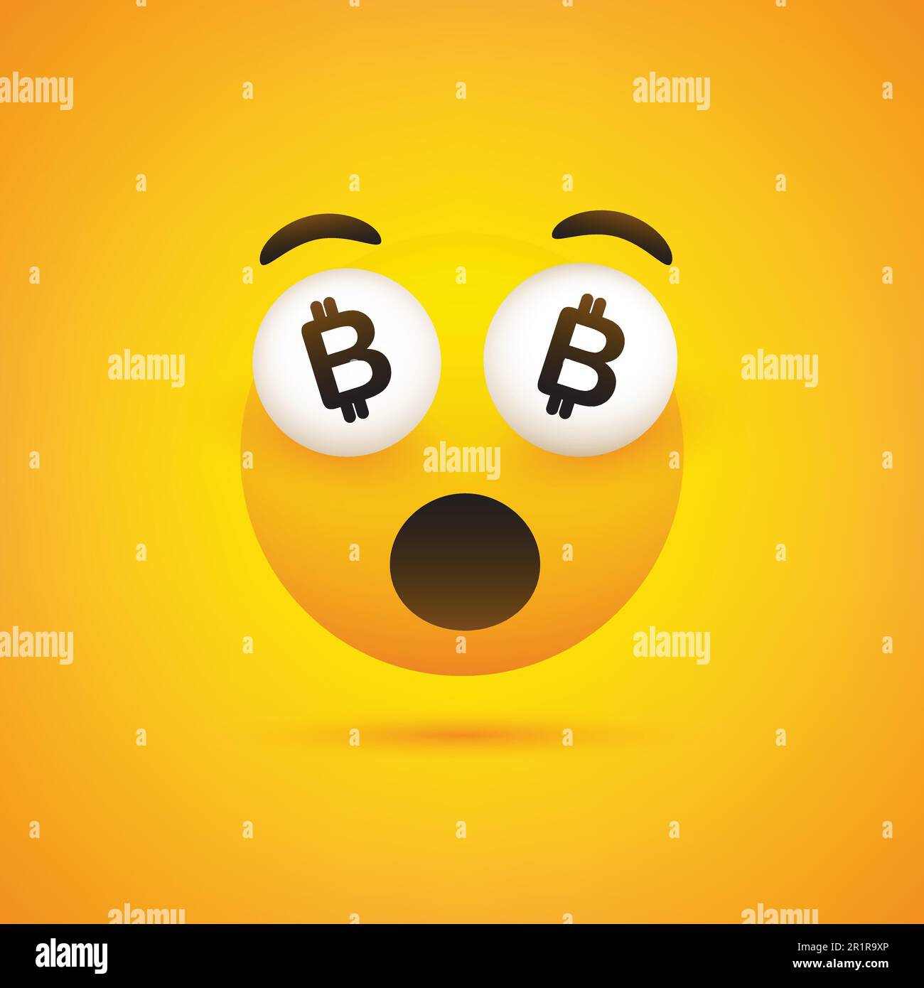 Emoji with Surprised Face and Bitcoin Sign in the Eyes - Simple Happy ...