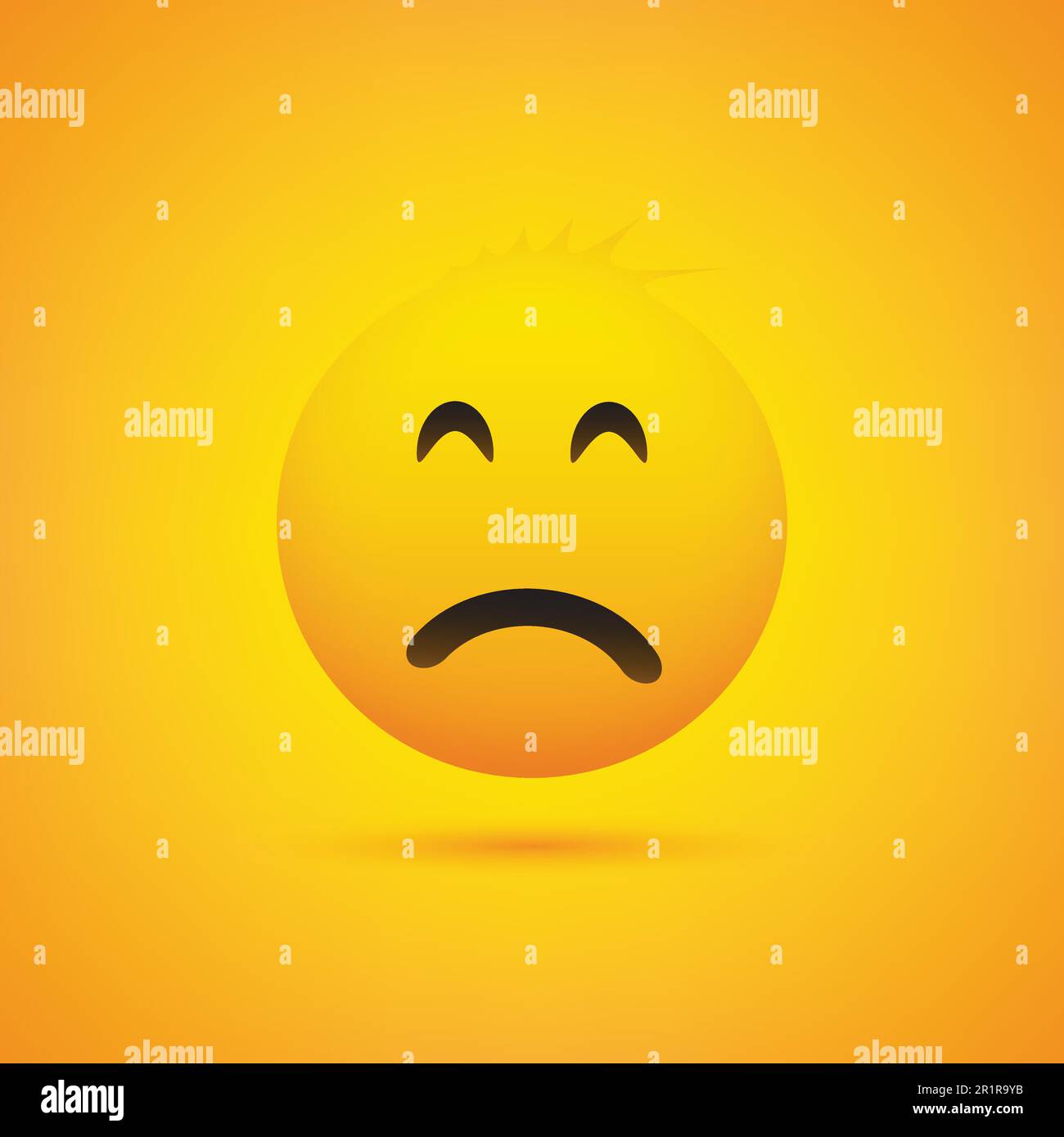 Sad Emoji with Pop Out Eyes - Simple Emoticon on Yellow Background ...