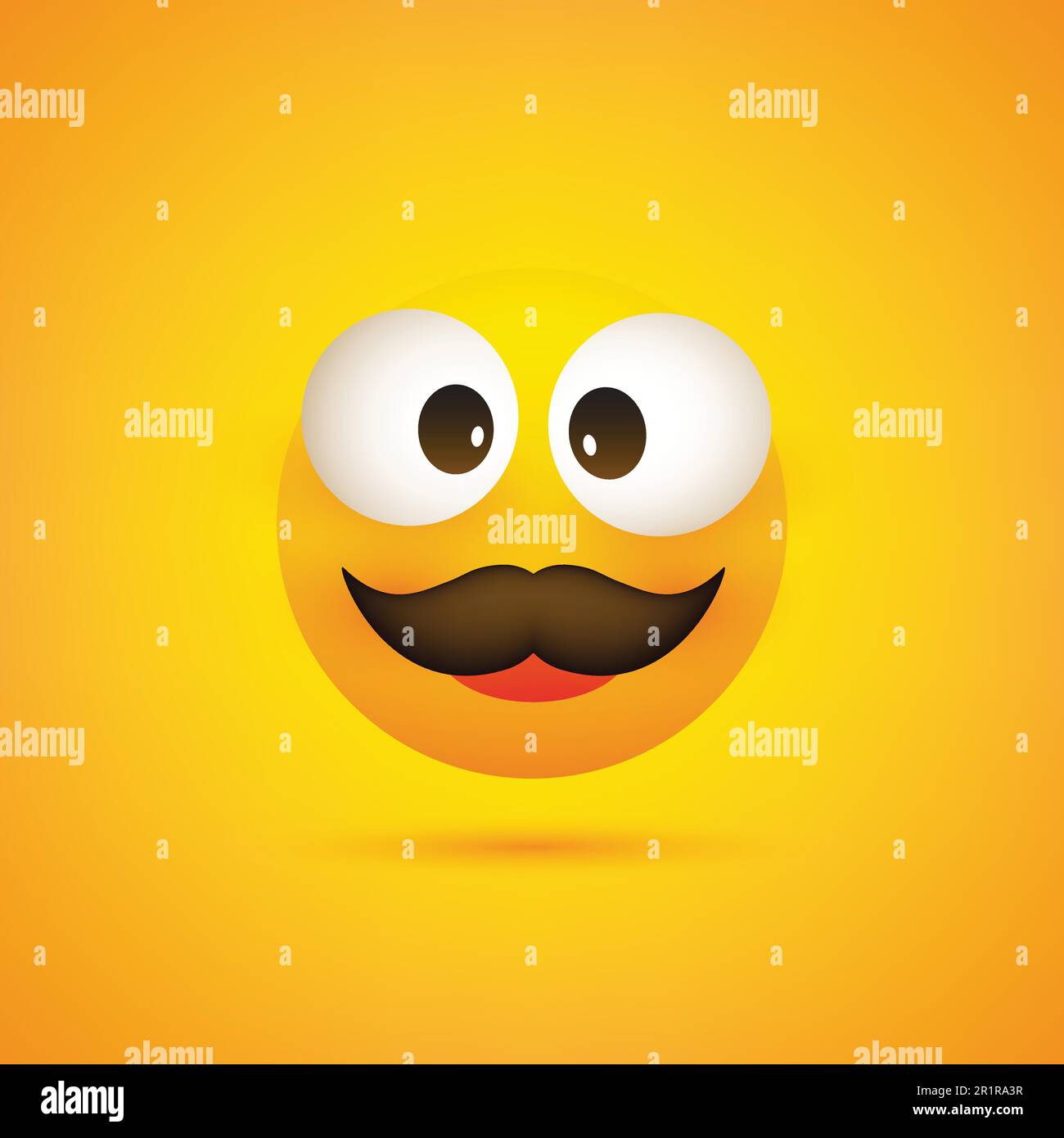 Smiling Emoji - Simple Happy Emoticon with Squint Pop Out Eyes and ...