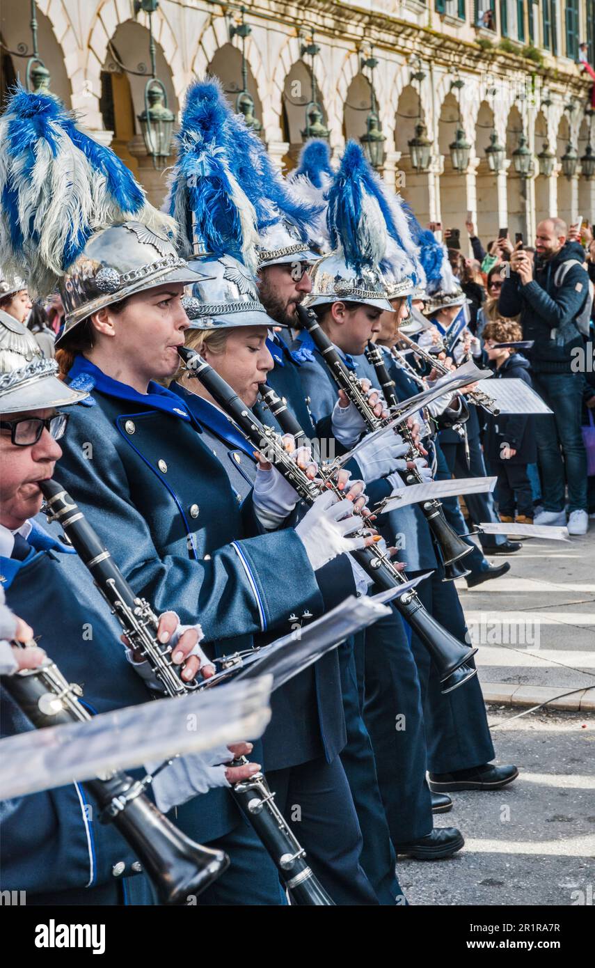 Clarinet players, Mantzaros marching band at procession, Holy Saturday ...