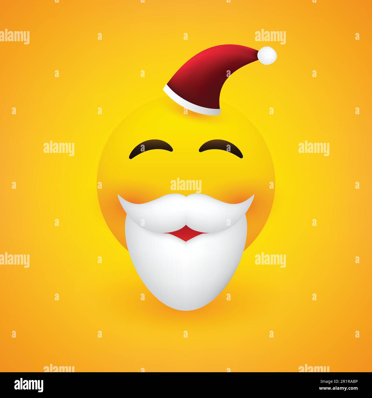 Smiling Emoji - Simple Emoticon with Beard and Hat on Yellow Background ...