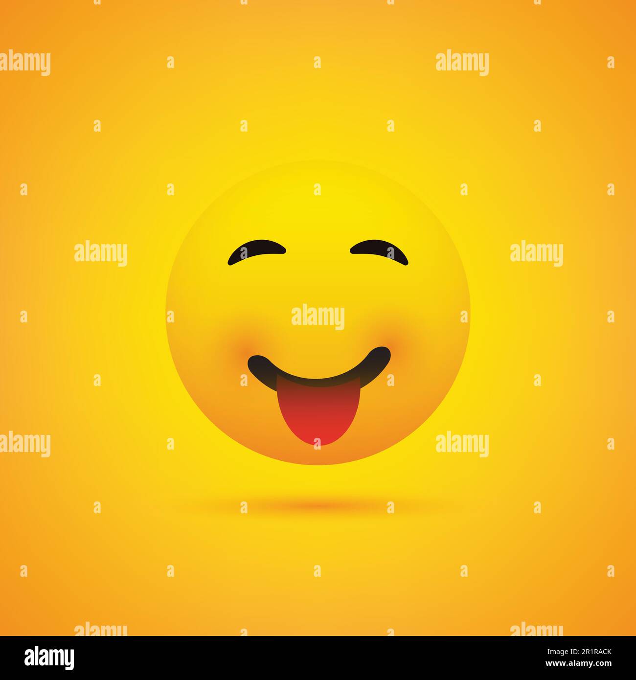 Smiling Emoji with Stuck Out Tongue - Simple Happy Emoticon on Yellow ...