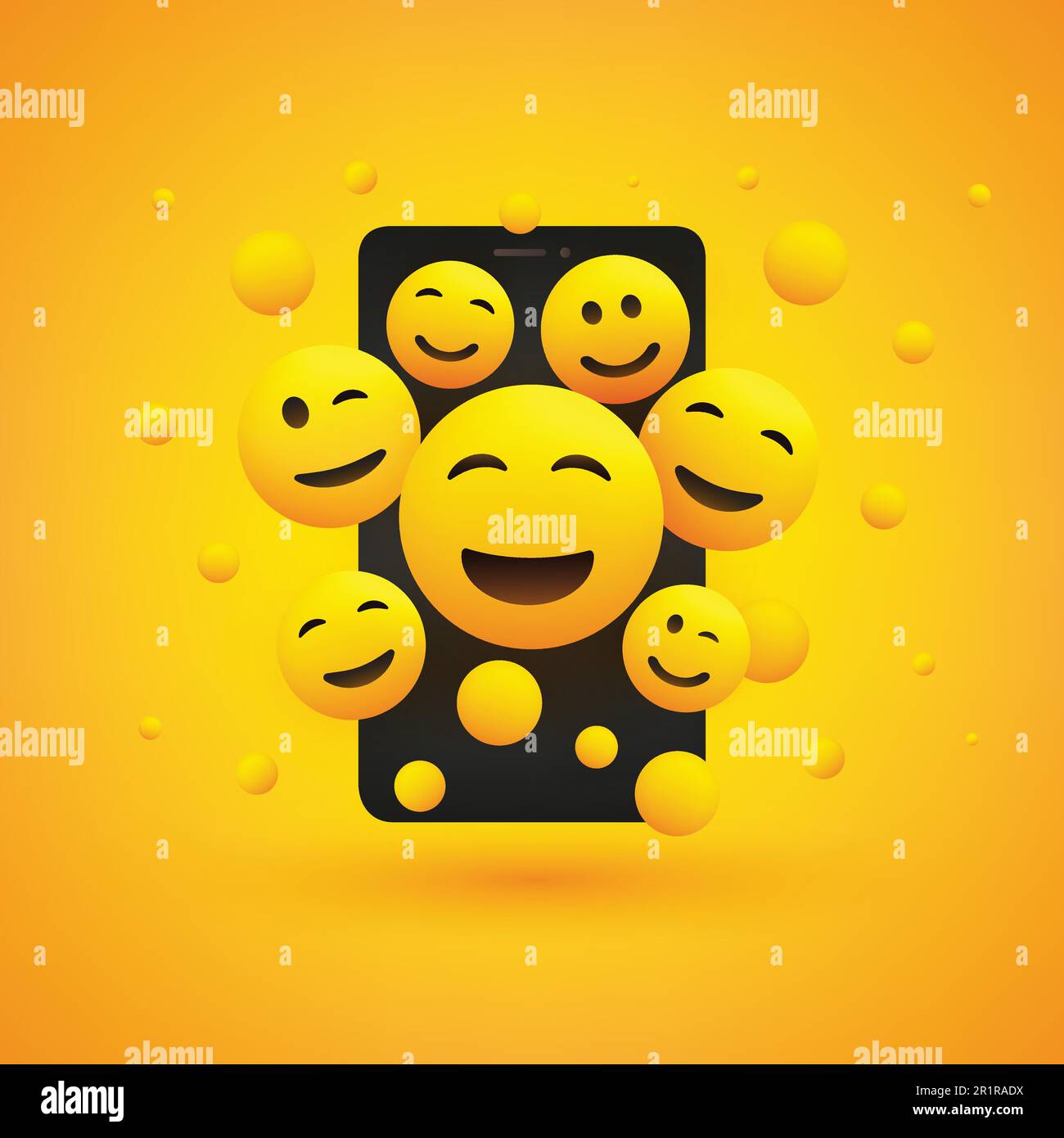 Smiley face symbol in phone hi-res stock photography and images - Alamy