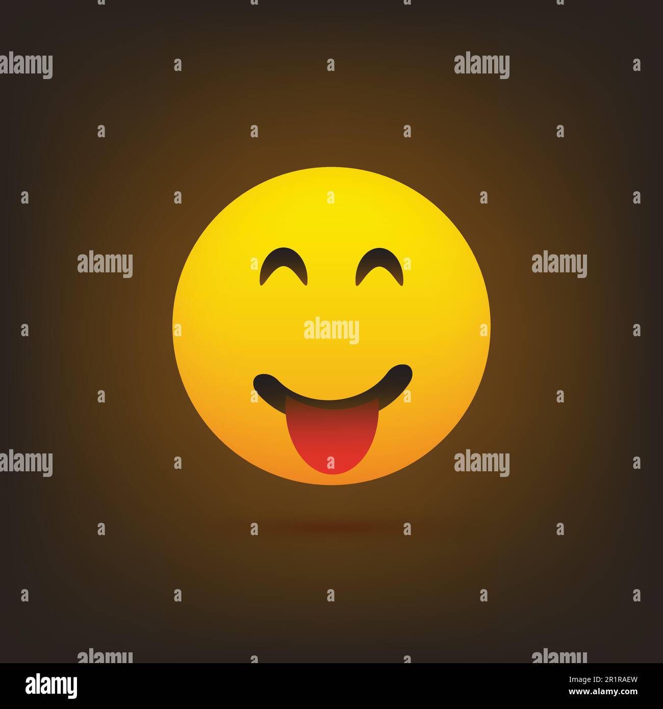 Smiling Emoji With Stuck Out Tongue Simple Happy Emoticon On Brown