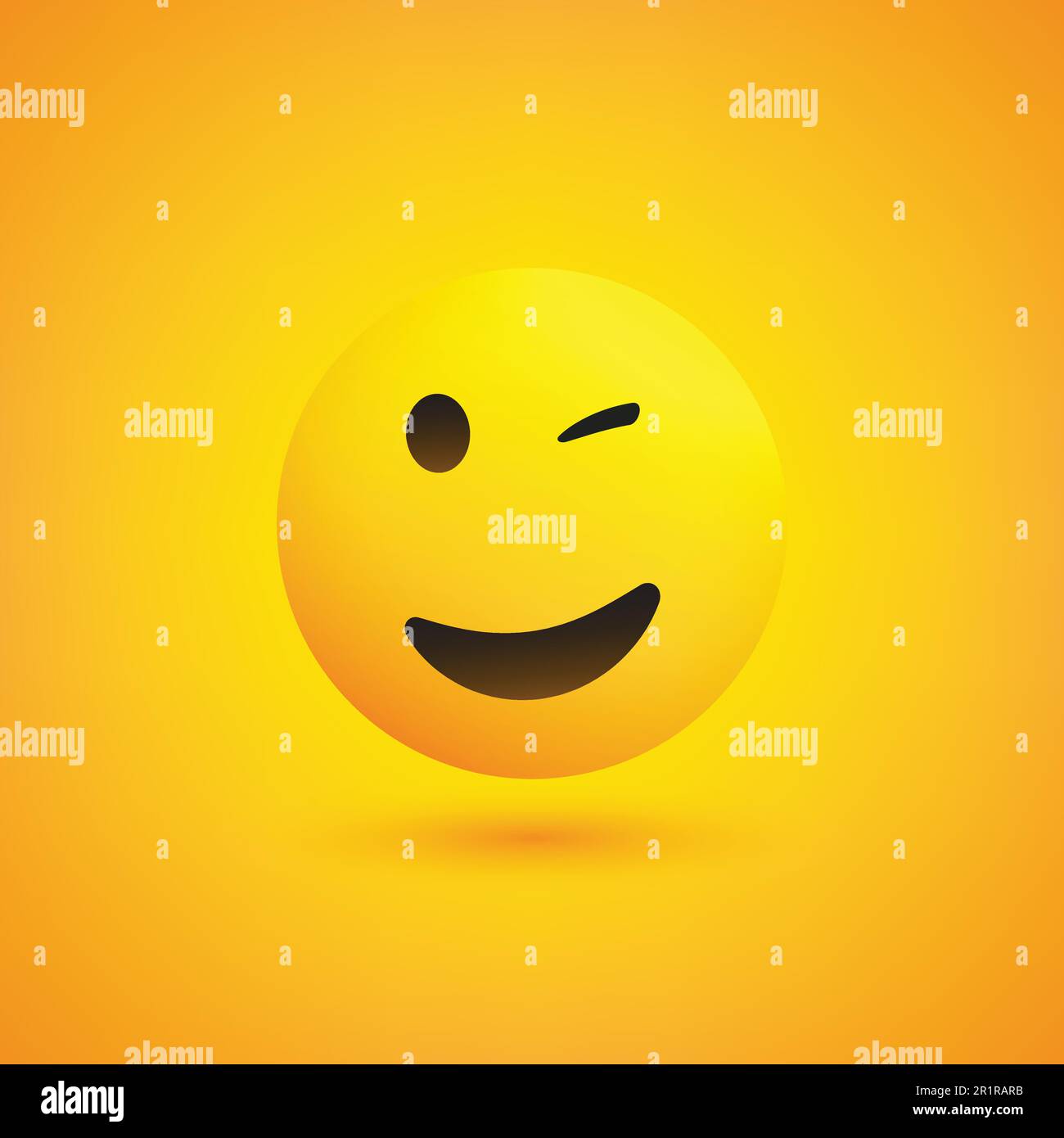 Smiling and Winking Emoji - Simple Shiny Happy Emoticon on Yellow ...