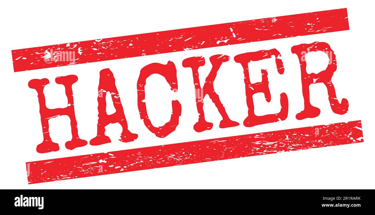 HACKER text written on red grungy lines stamp sign Stock Photo - Alamy