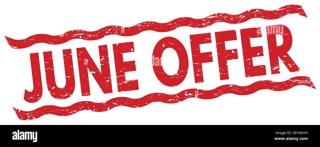 JUNE OFFER text written on red lines stamp sign Stock Photo - Alamy