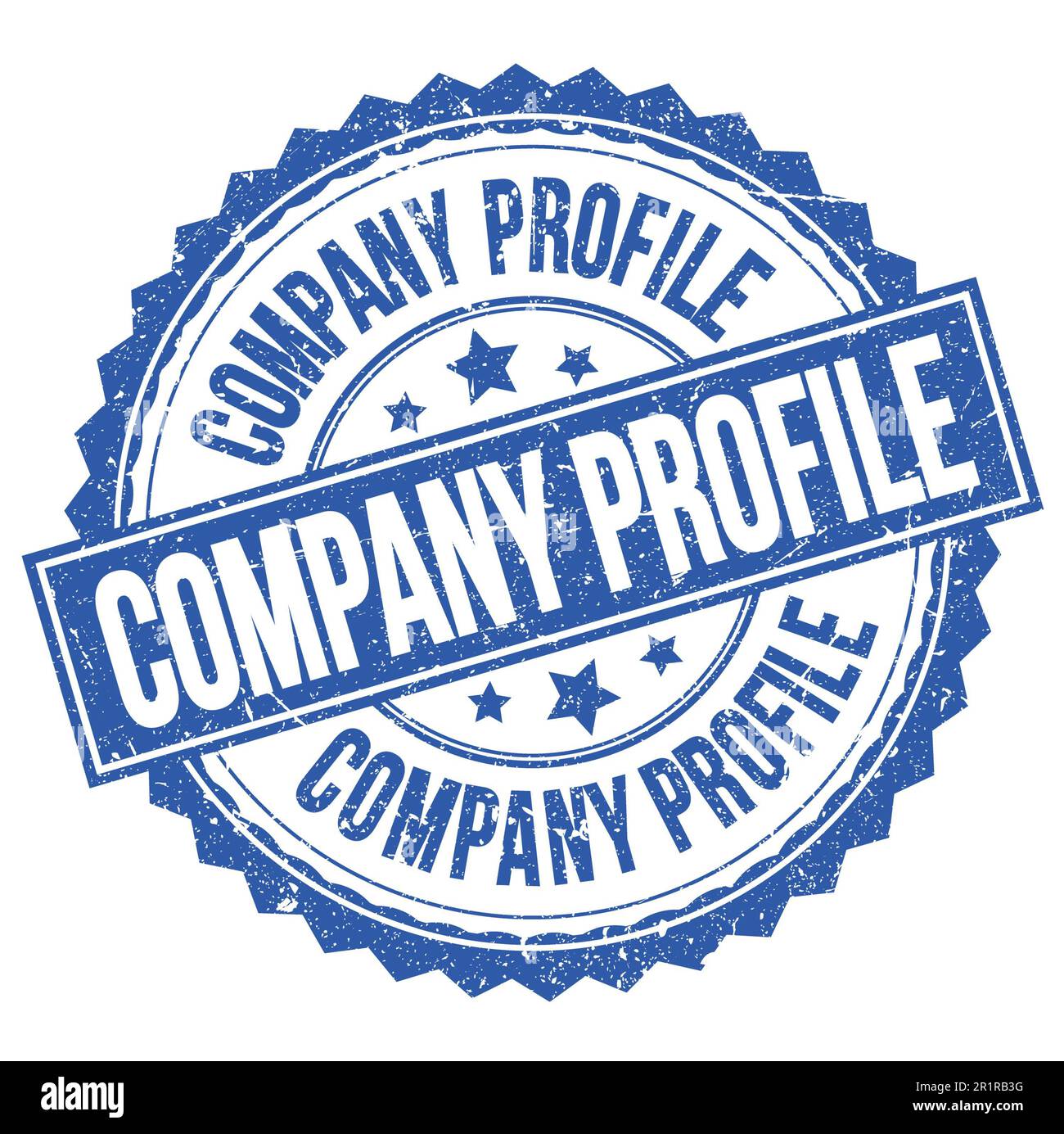 COMPANY PROFILE text written on blue round stamp sign Stock Photo - Alamy