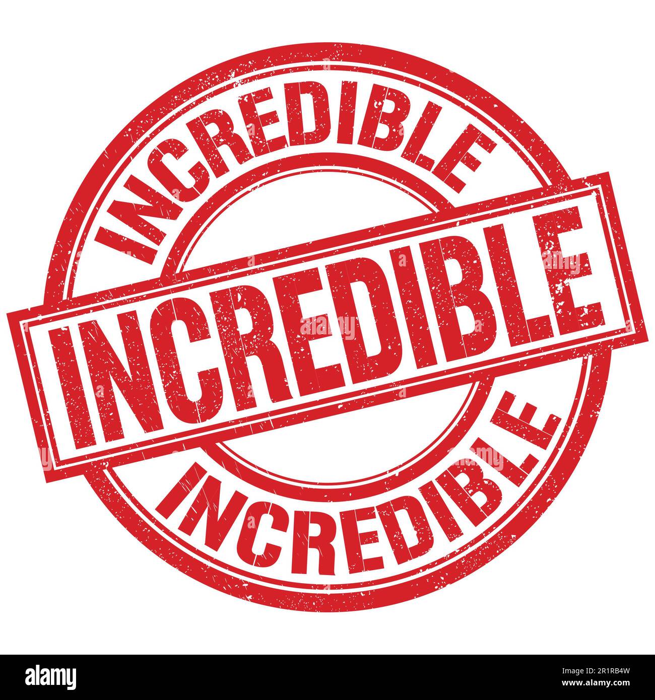 INCREDIBLE text written word on red round stamp sign Stock Photo - Alamy
