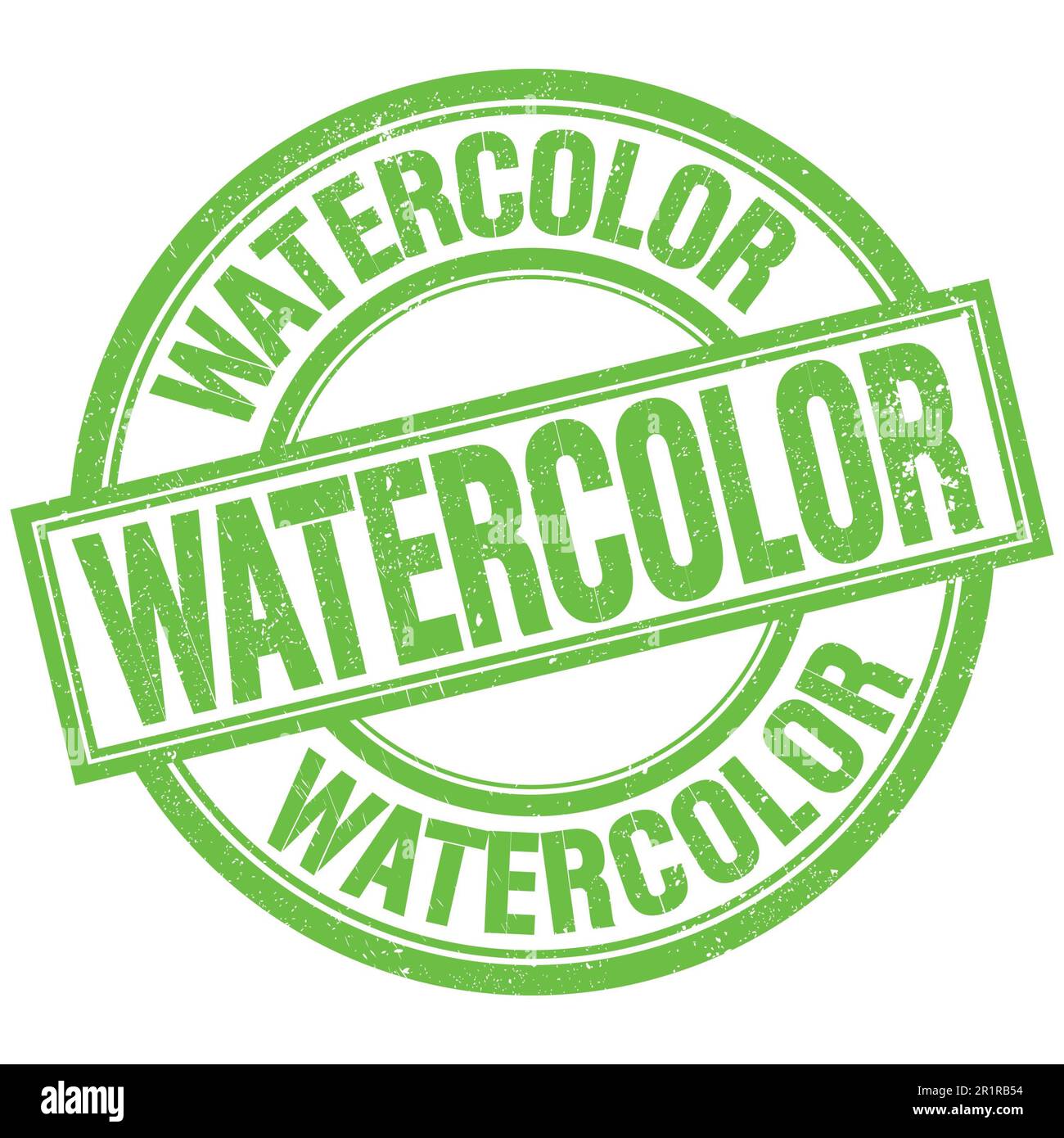 WATERCOLOR text written word on green round stamp sign Stock Photo - Alamy