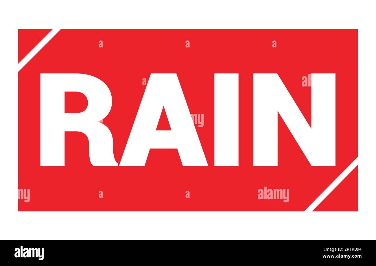 RAIN text written on red rectangle stamp sign Stock Photo - Alamy