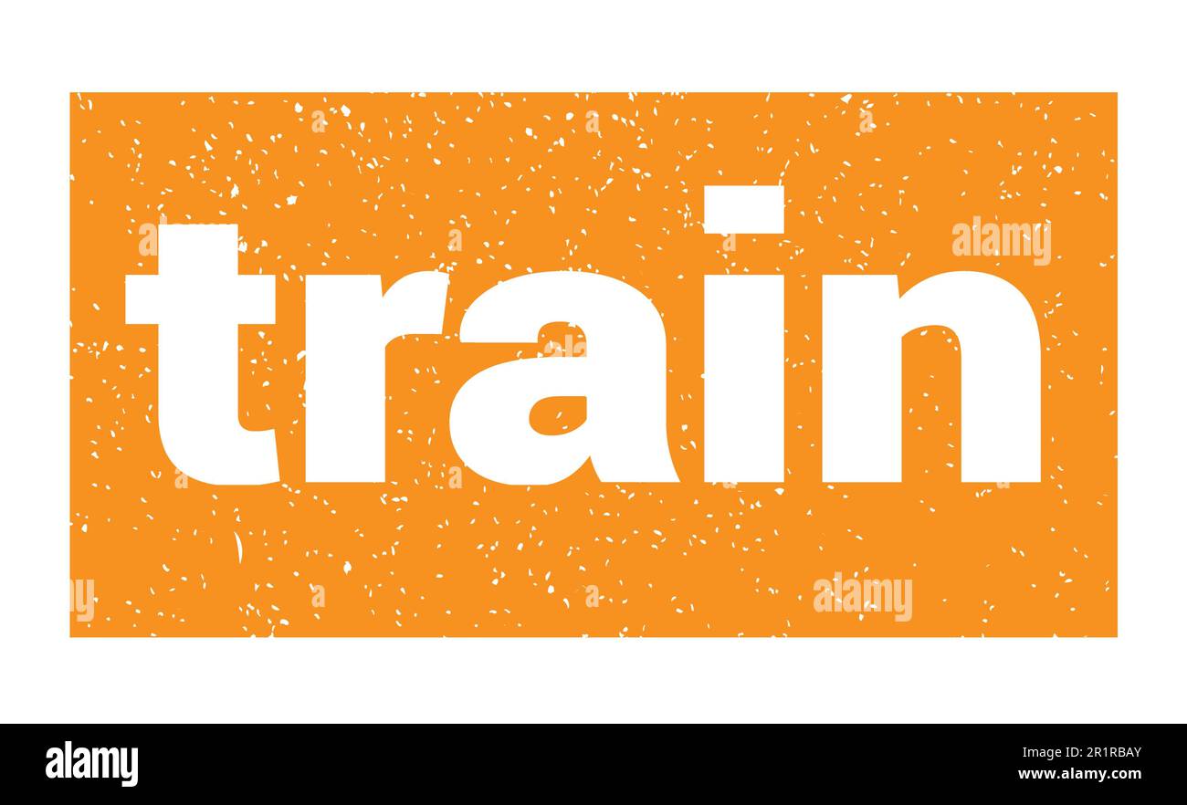 train text written on orange grungy stamp sign Stock Photo - Alamy