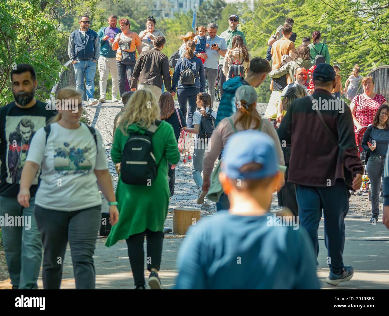 Bucharest, Romania - May 2023: Busy weekend with many tourists and ...