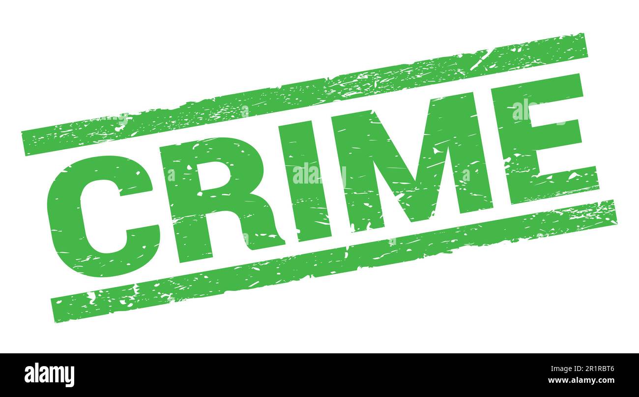 CRIME text written on green rectangle stamp sign Stock Photo - Alamy