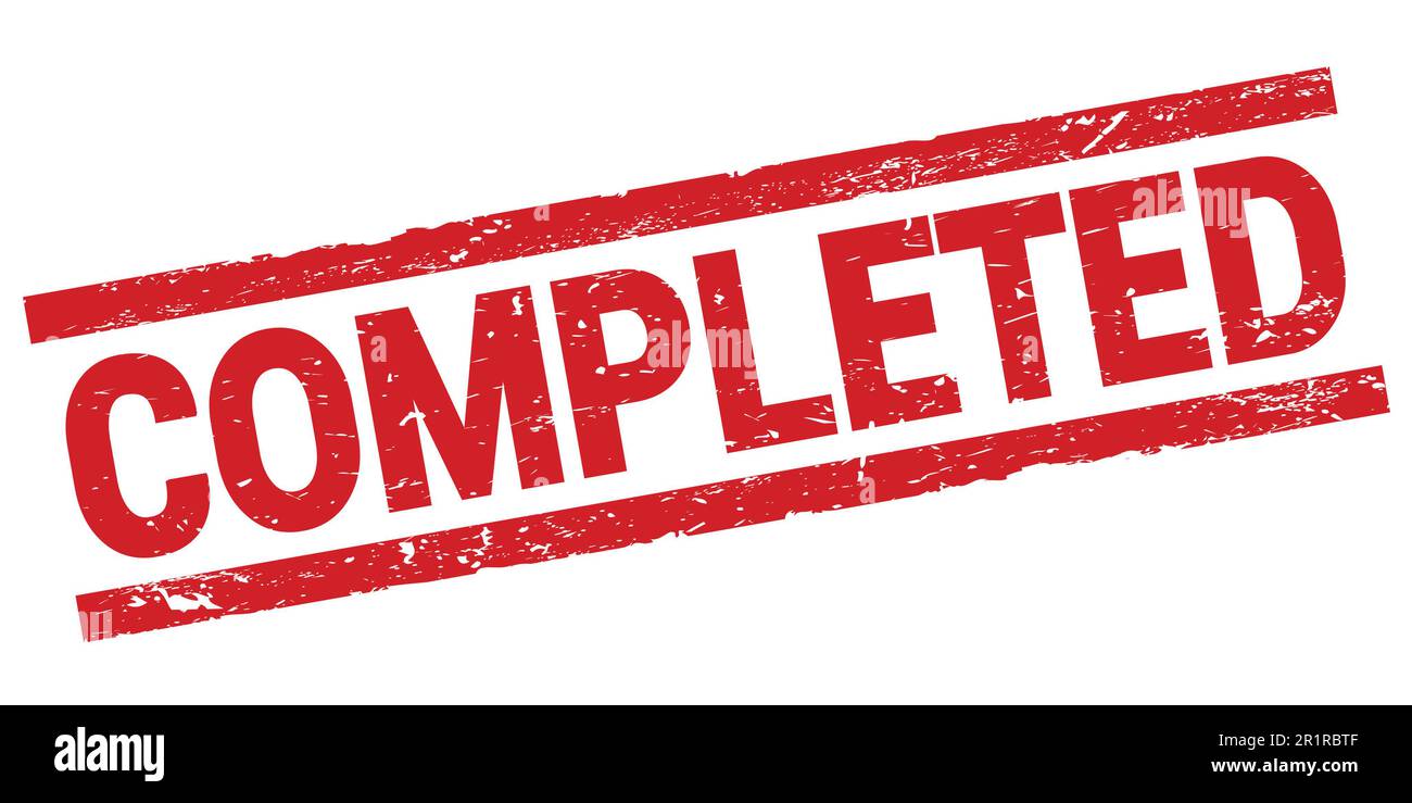 COMPLETED text written on red rectangle stamp sign Stock Photo - Alamy