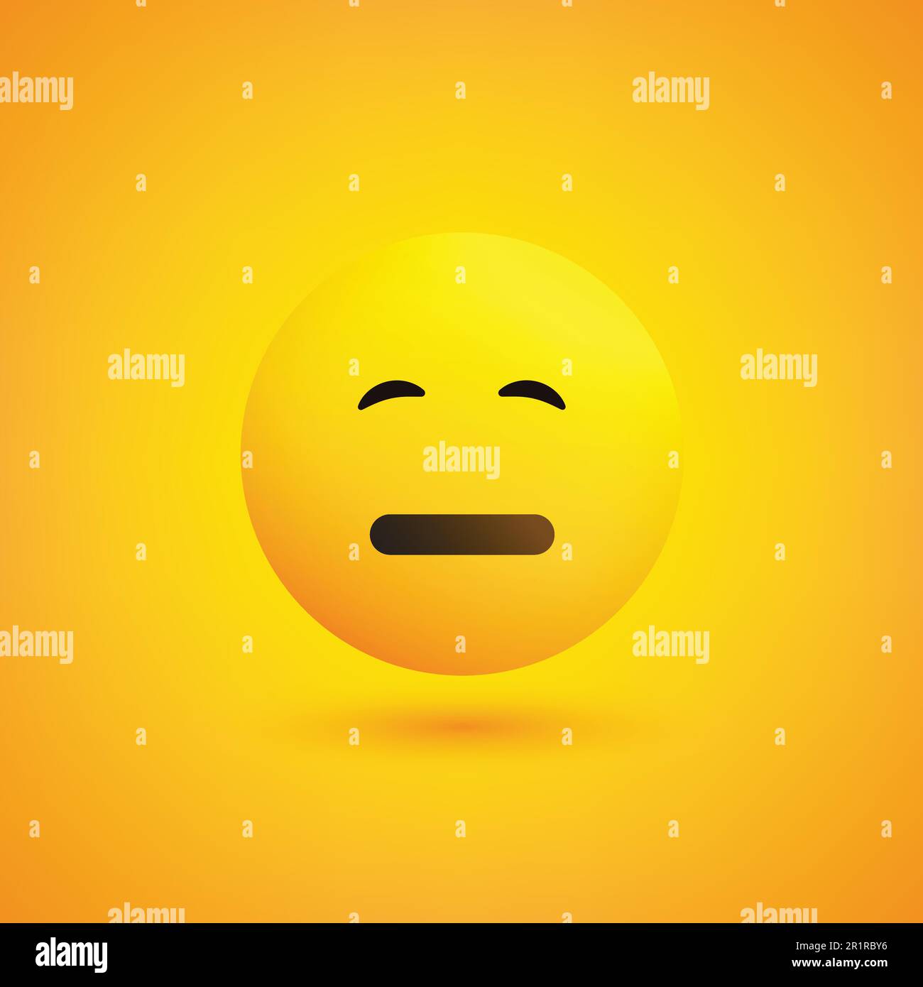 Neutral Face - Emoticon in Front of a Yellow Background, Vector Design ...