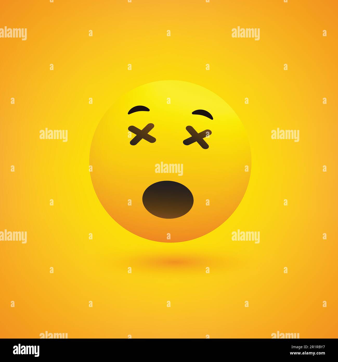Dizzy Face - Emoticon in Front of a Yellow Background, Vector Design ...