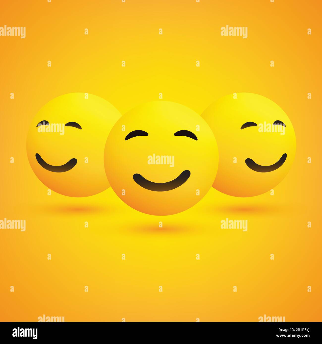 Smiling Face from Different Angles - Emoticons in Front of a Yellow ...