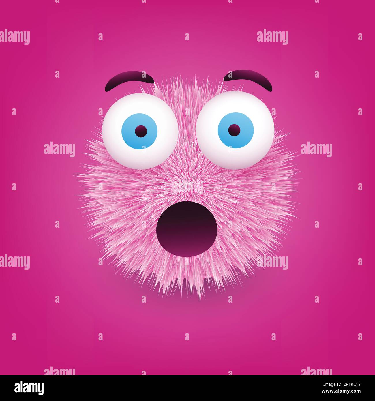 Surprised Face Emoji with Open Eyes - Furry Happy Emoticon on Purple ...