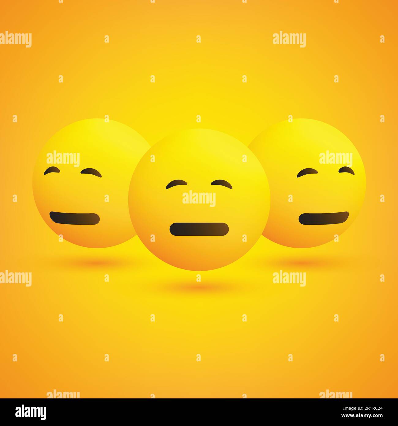 Neutral Face from Different Angles - Emoticons in Front of a Yellow ...