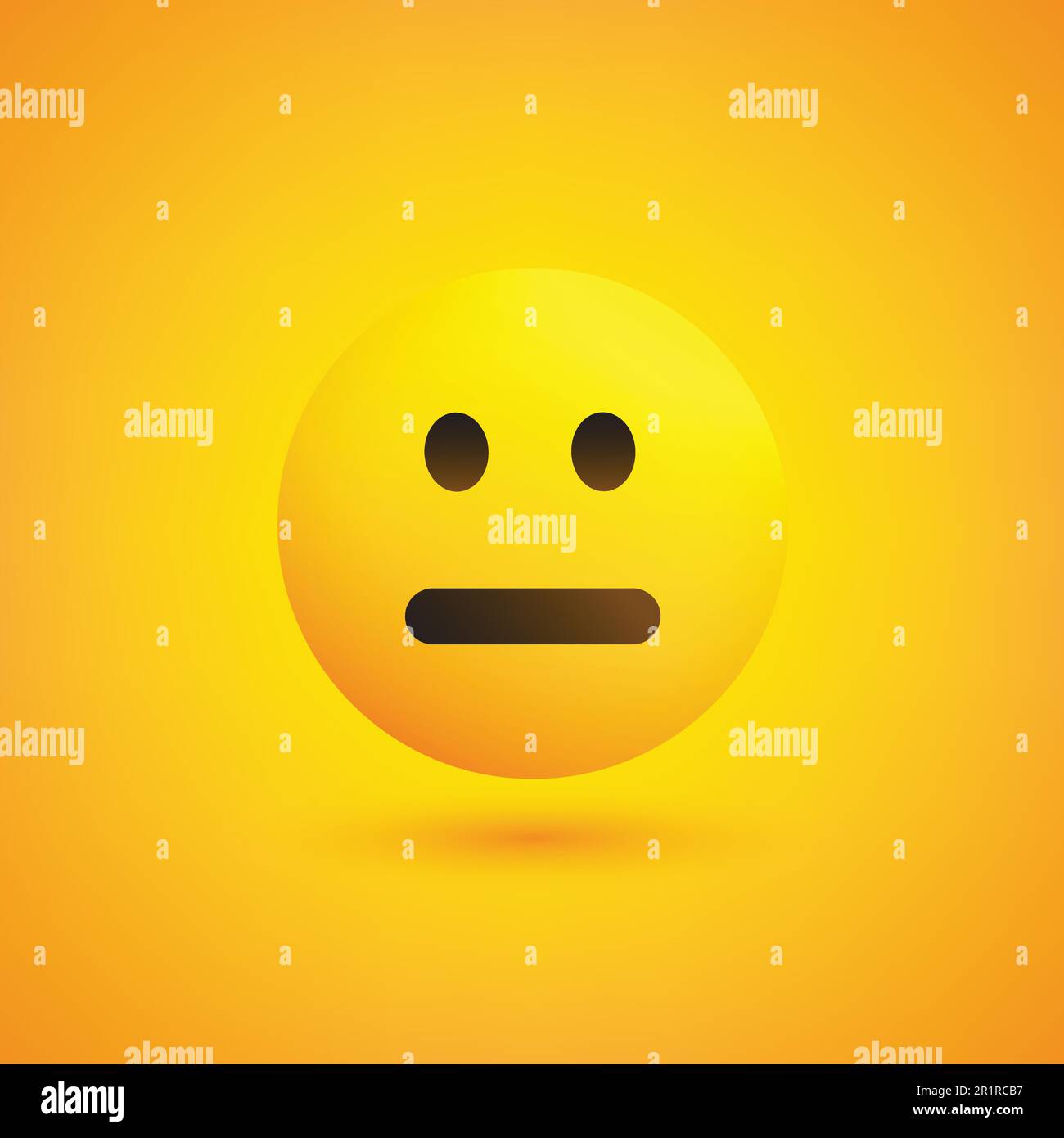 Neutral Face - Emoticon in Front of a Yellow Background, Vector Design ...