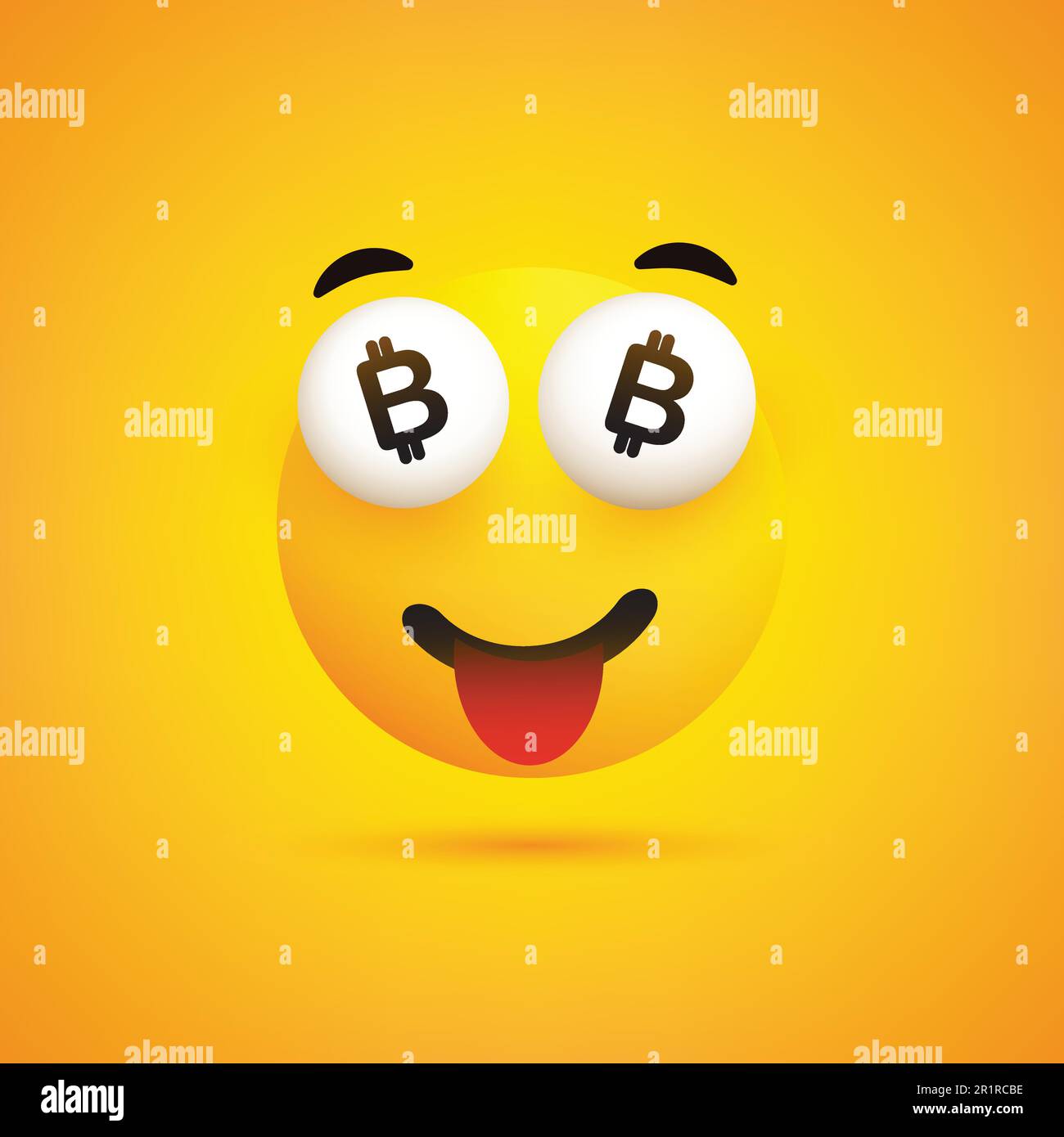 Smiling Emoji with Bitcoin Signs in the Eyes - Simple Happy Emoticon on ...