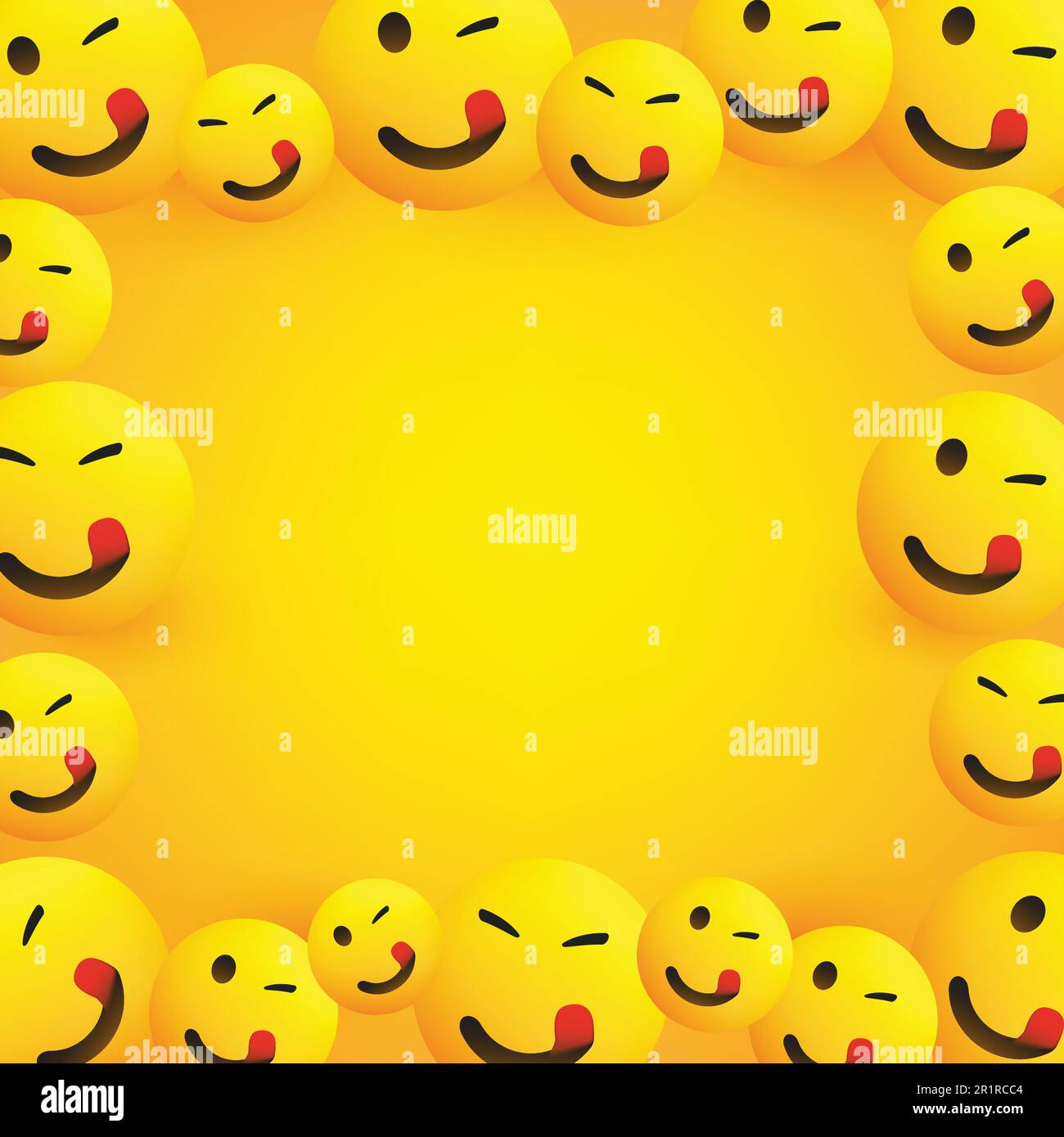 Background Frame With Smiling Winking And Mouth Licking Emoji With