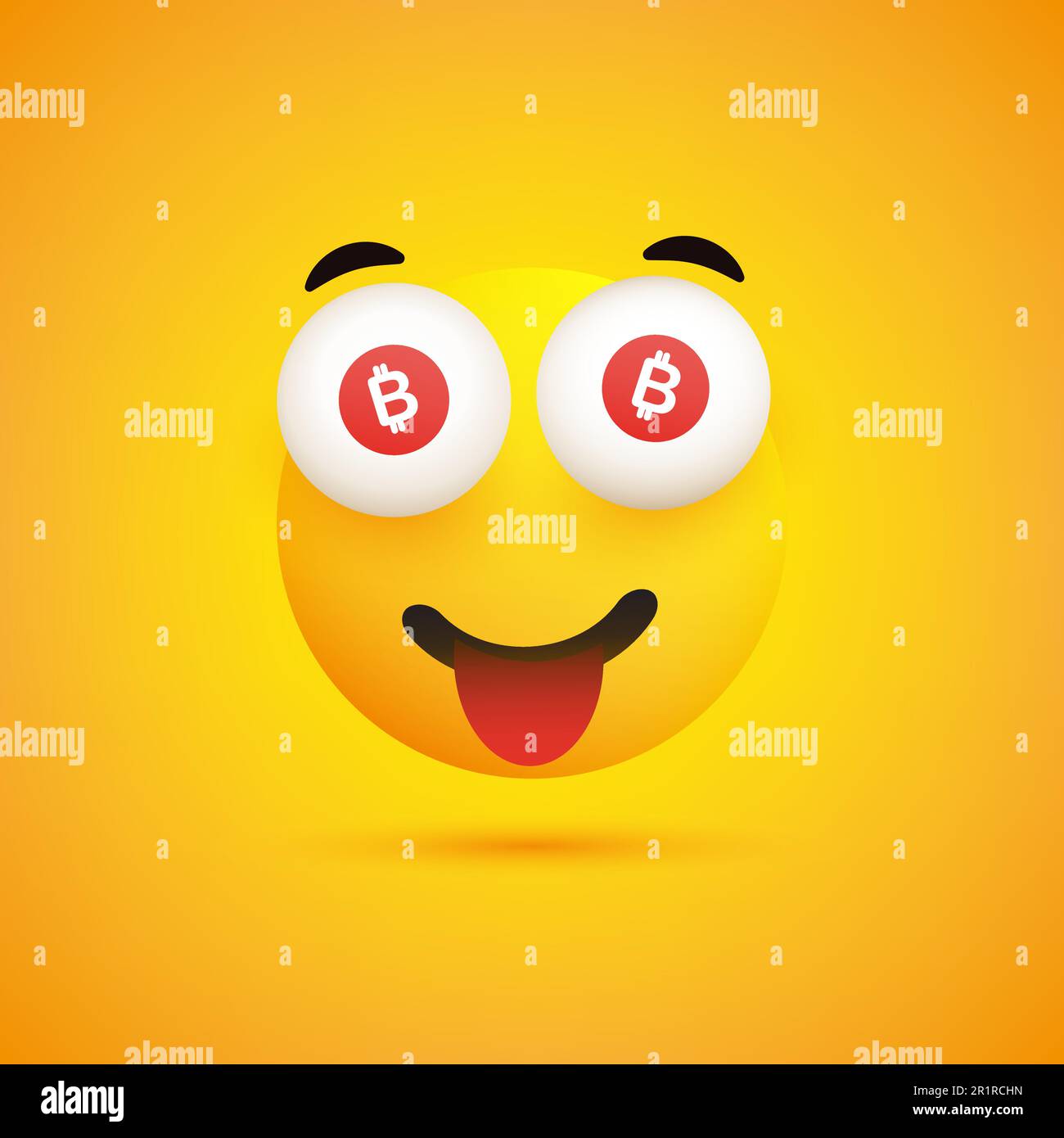 Smiling Emoji with Bitcoin Signs in the Eyes - Simple Happy Emoticon on ...