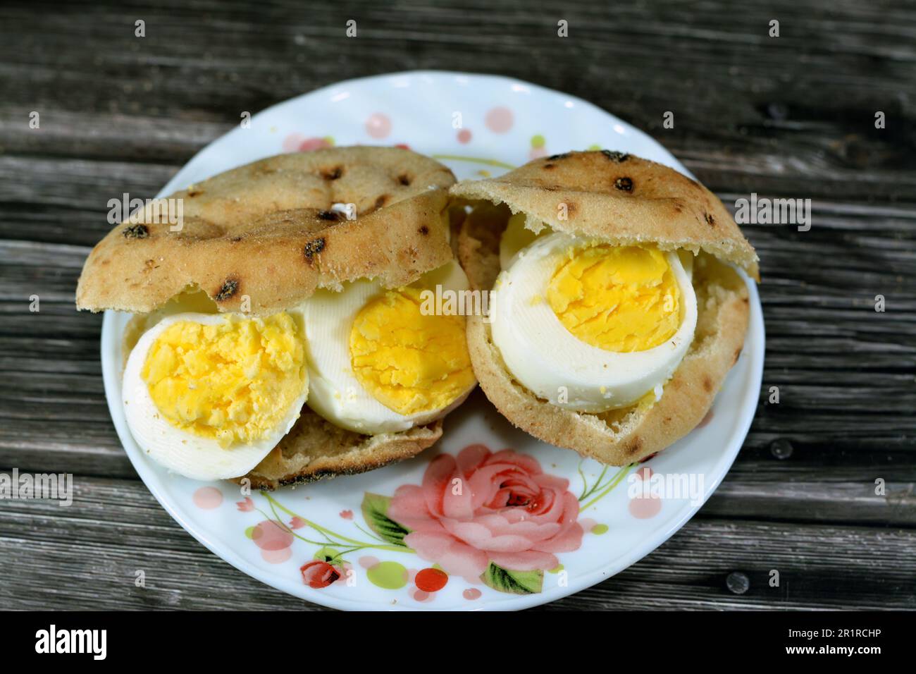 Mini traditional Egyptian flat bread with wheat bran and flour, small ...