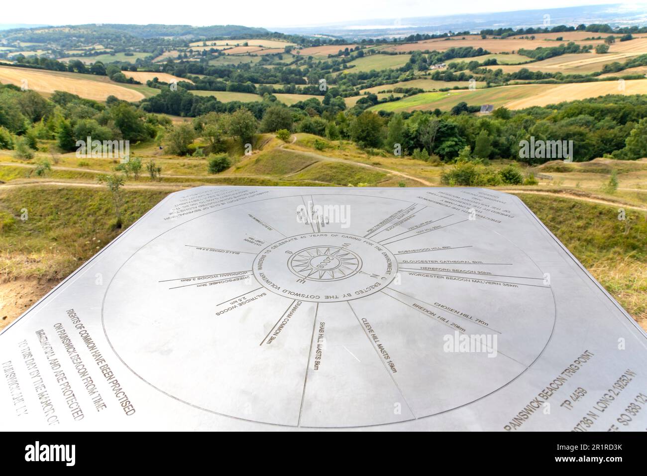 Painswich, UK-August 2022; Close up view of the topographic steel plate ...