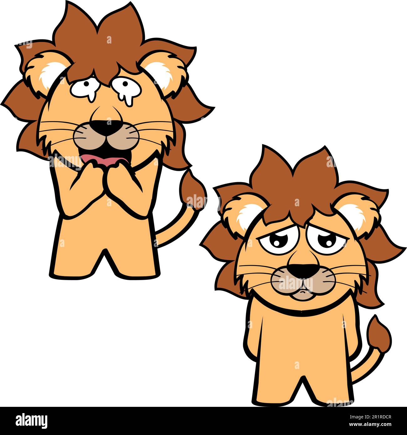 cute lion character cartoon standing funny expressions pack ...