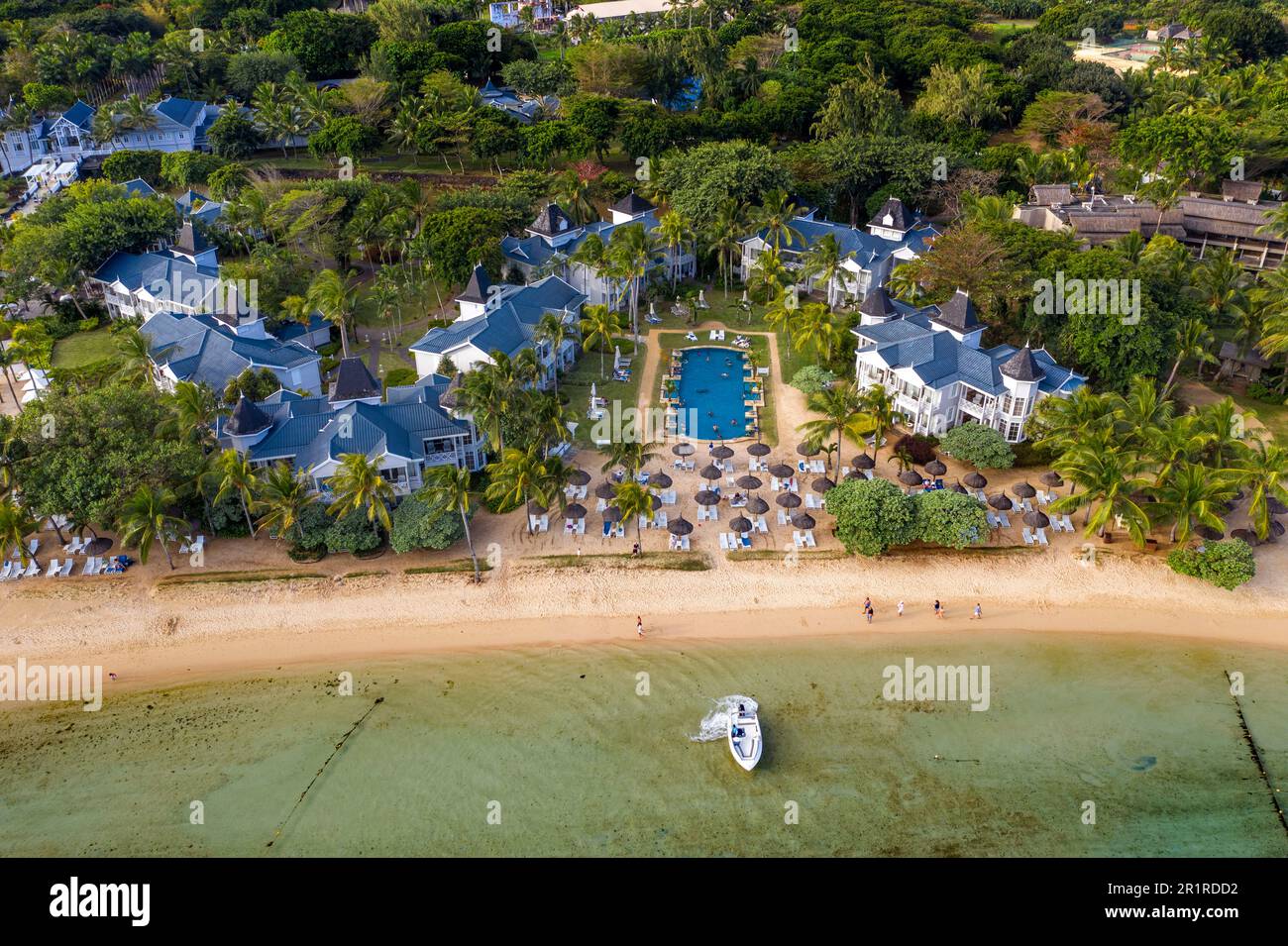 Aerial view Heritage le Telfair luxury five stars hotel in the south of ...