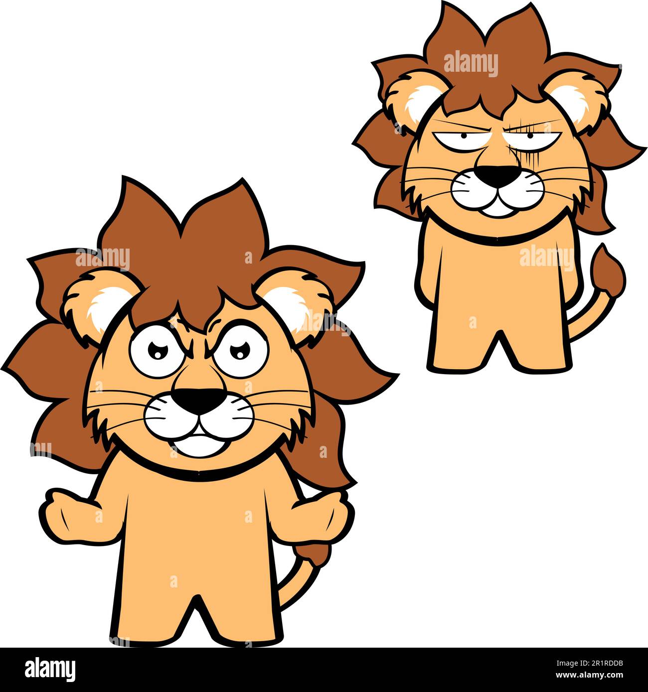 grumpy lion character cartoon standing funny expressions pack ...