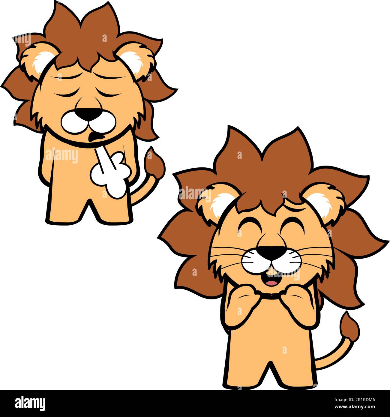 little lion character cartoon standing funny expressions pack ...