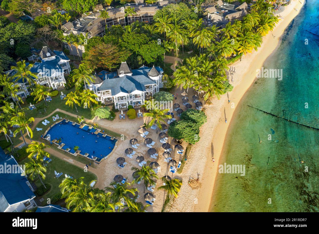 Aerial view Heritage le Telfair luxury five stars hotel in the south of ...