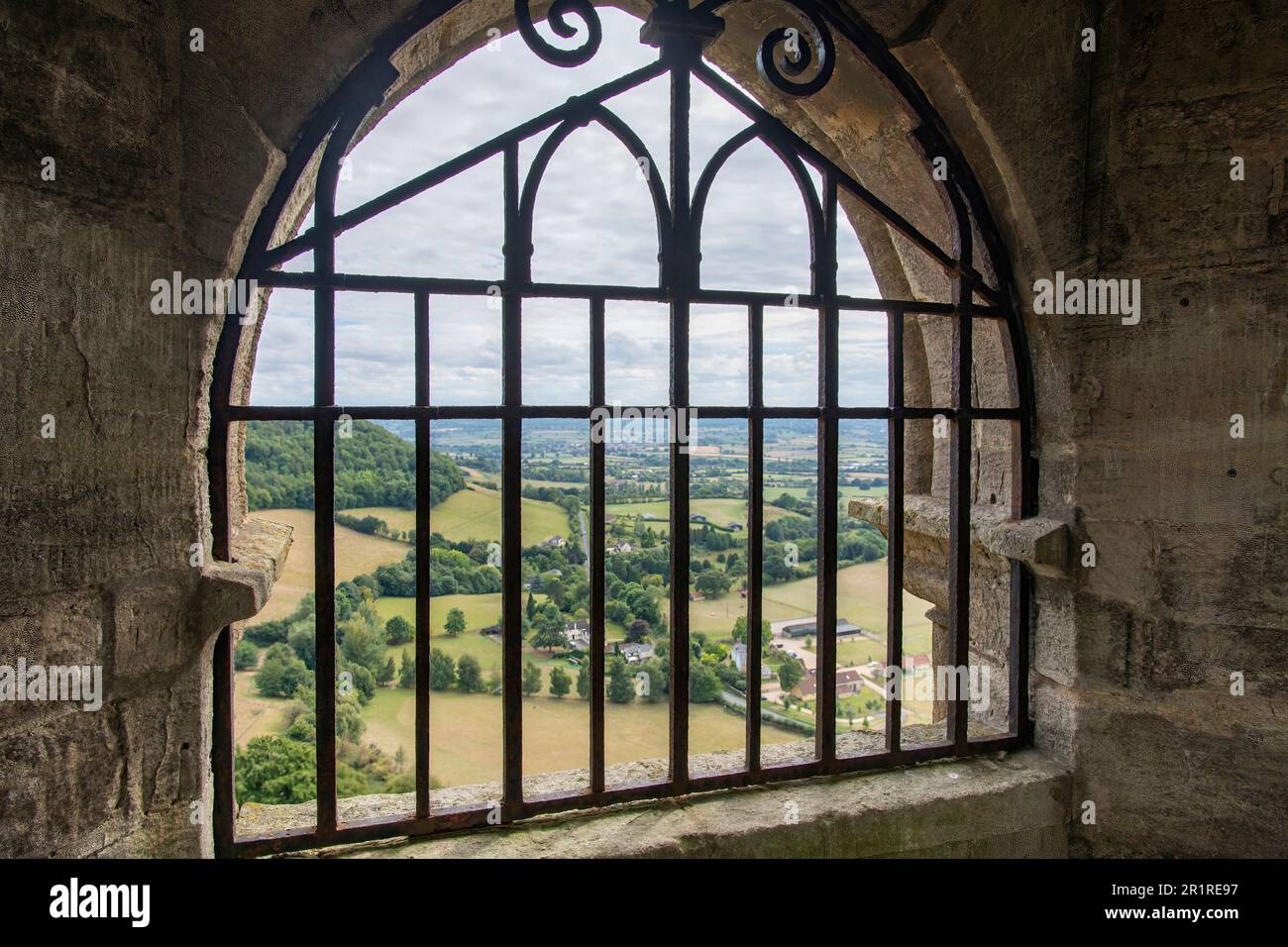 North Nibley, Gloucestershire, UK-August 2022; View through window of ...