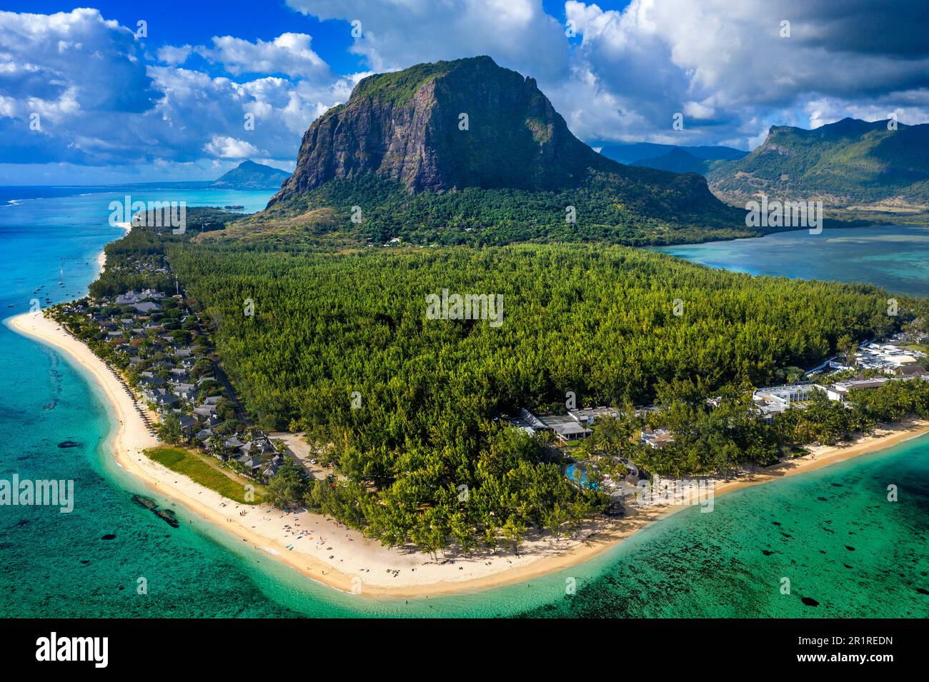 Aerial view of Le Morne Brabant, a UNESCO World Heritage Site in ...