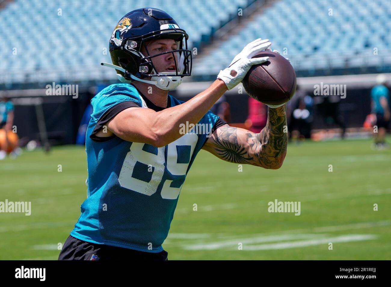 Jacksonville Jaguars wide receiver Jacob Harris (89) makes a reception ...