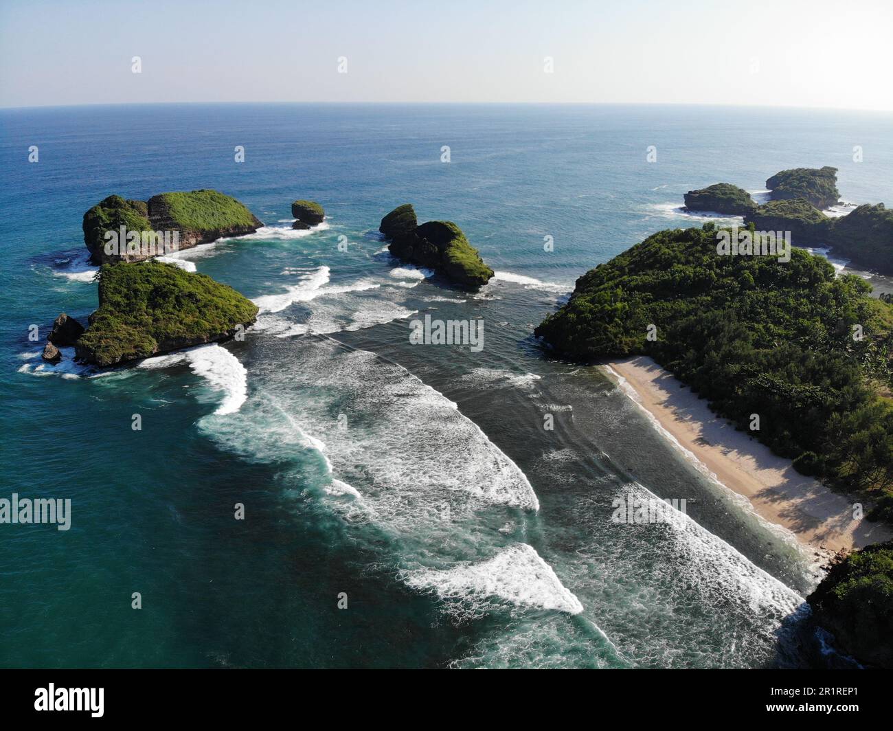 Aerial view of tropical beach, Pacitan, East Java, Indonesia Stock ...
