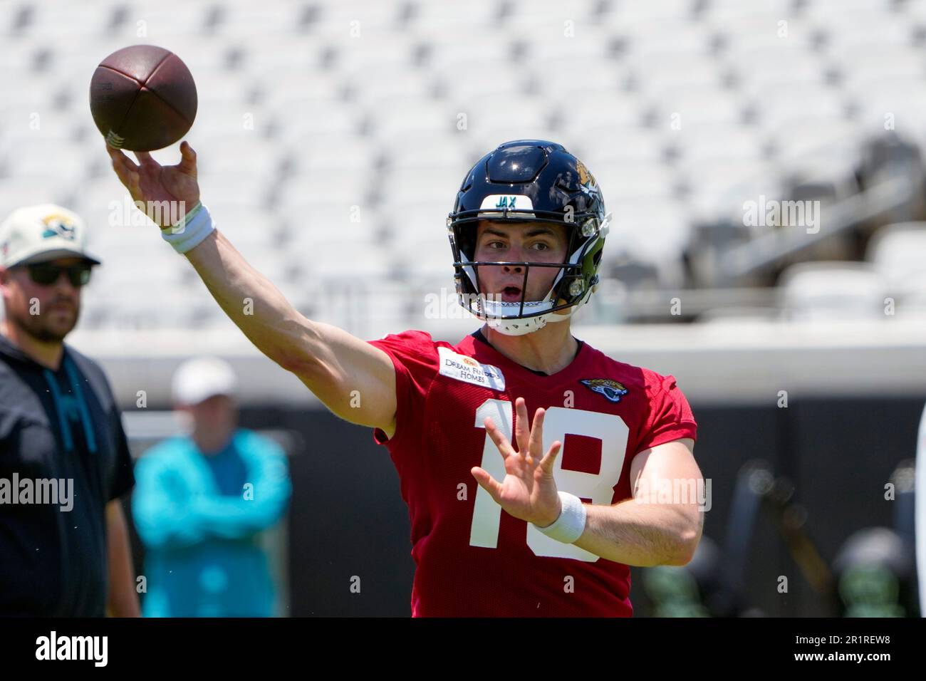 Jacksonville Jaguars quarterback Nathan Rourke throws a pass during the ...