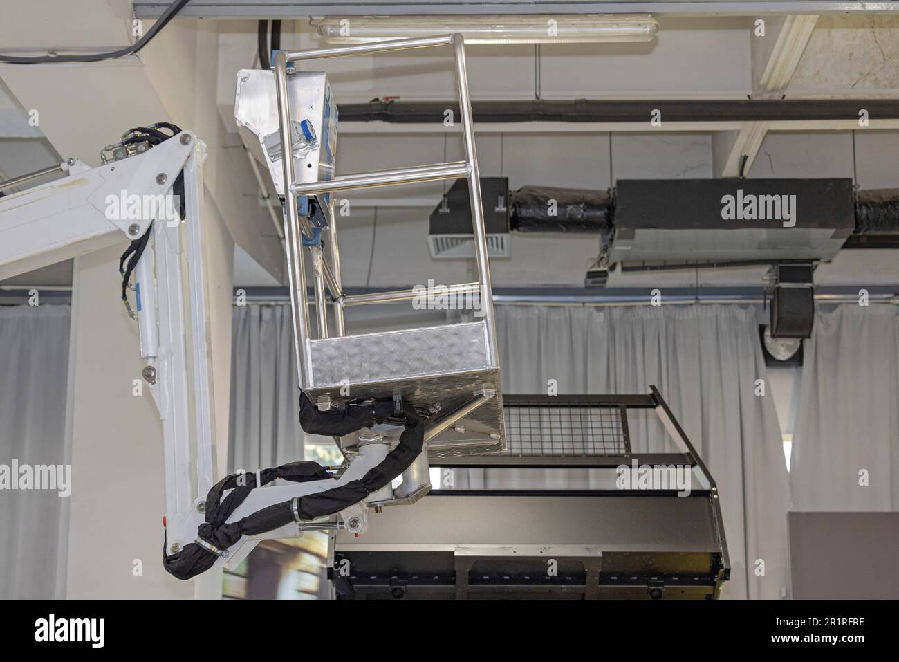 Aluminium Aerial Platform in Hall Interior Works Stock Photo - Alamy