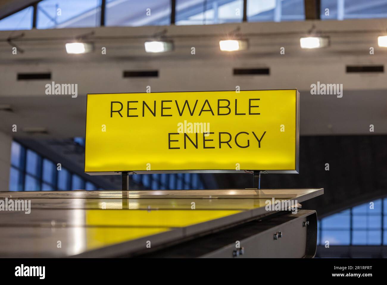 Environment Ecology Renewable Energy Illuminated Yellow Sign at Top ...