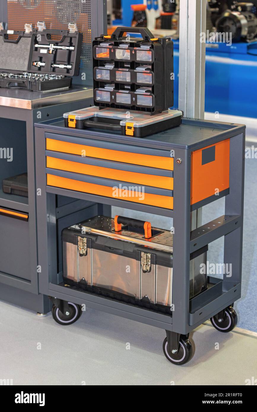 Rolling Tool Cart With Tool Box and Drawers in Garage Workshop ...
