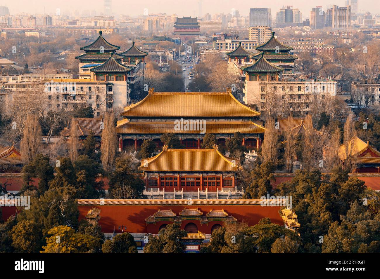 A stunning aerial view of a Chinese cityscape featuring a majestic ...