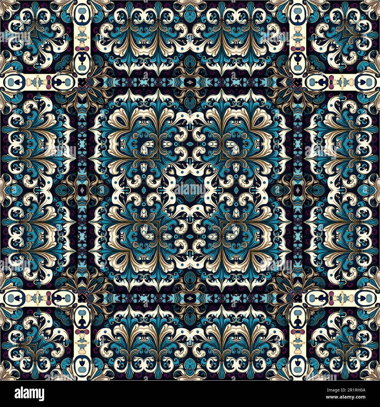 Ornamental victorian seamless wallpaper in roccoco style. Repeat tile ...