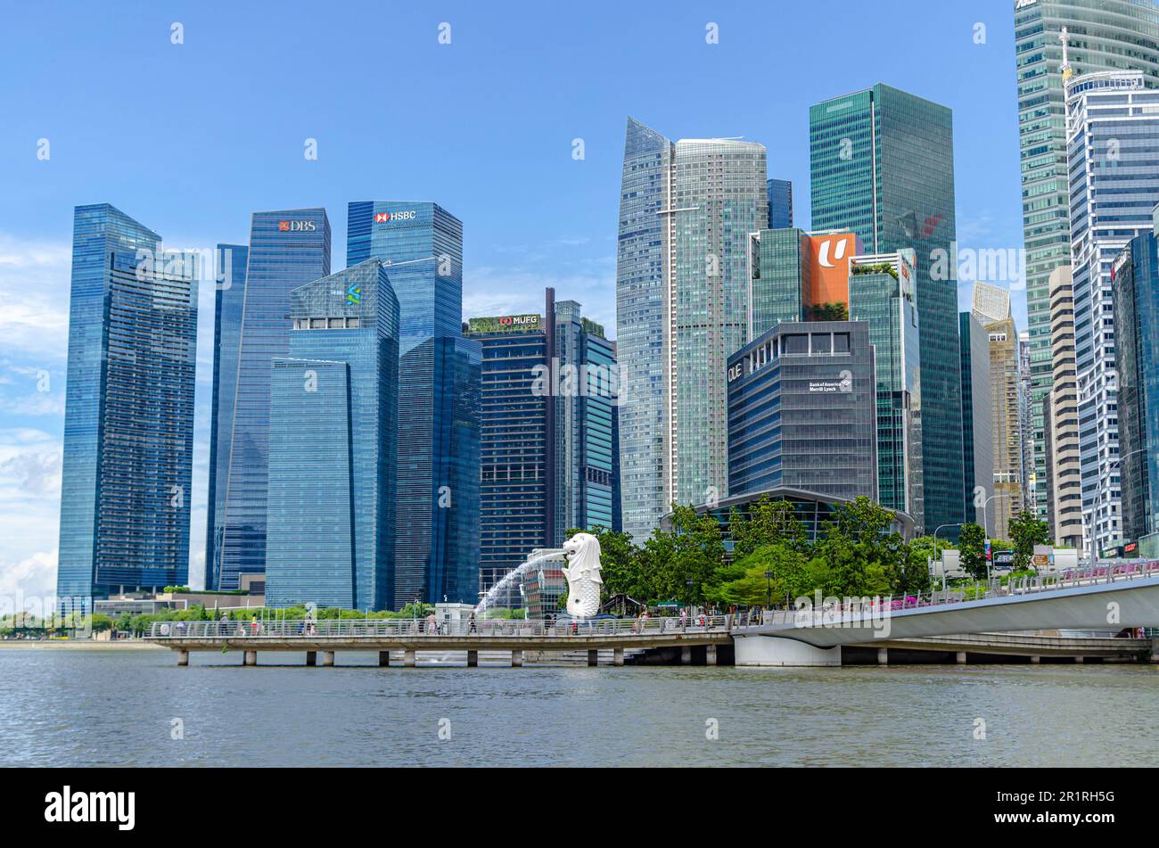 Panorama view of the main commercial city centre in Singapore with ...