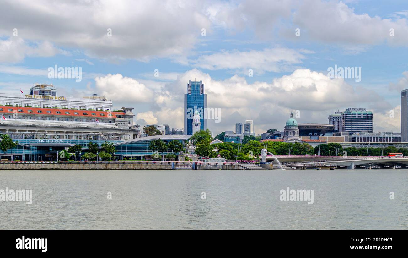 Panorama view of the main commercial city centre in Singapore with ...
