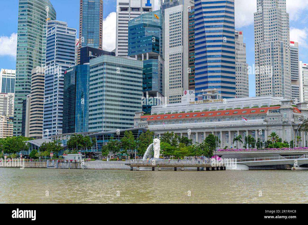 Panorama view of the main commercial city centre in Singapore with ...