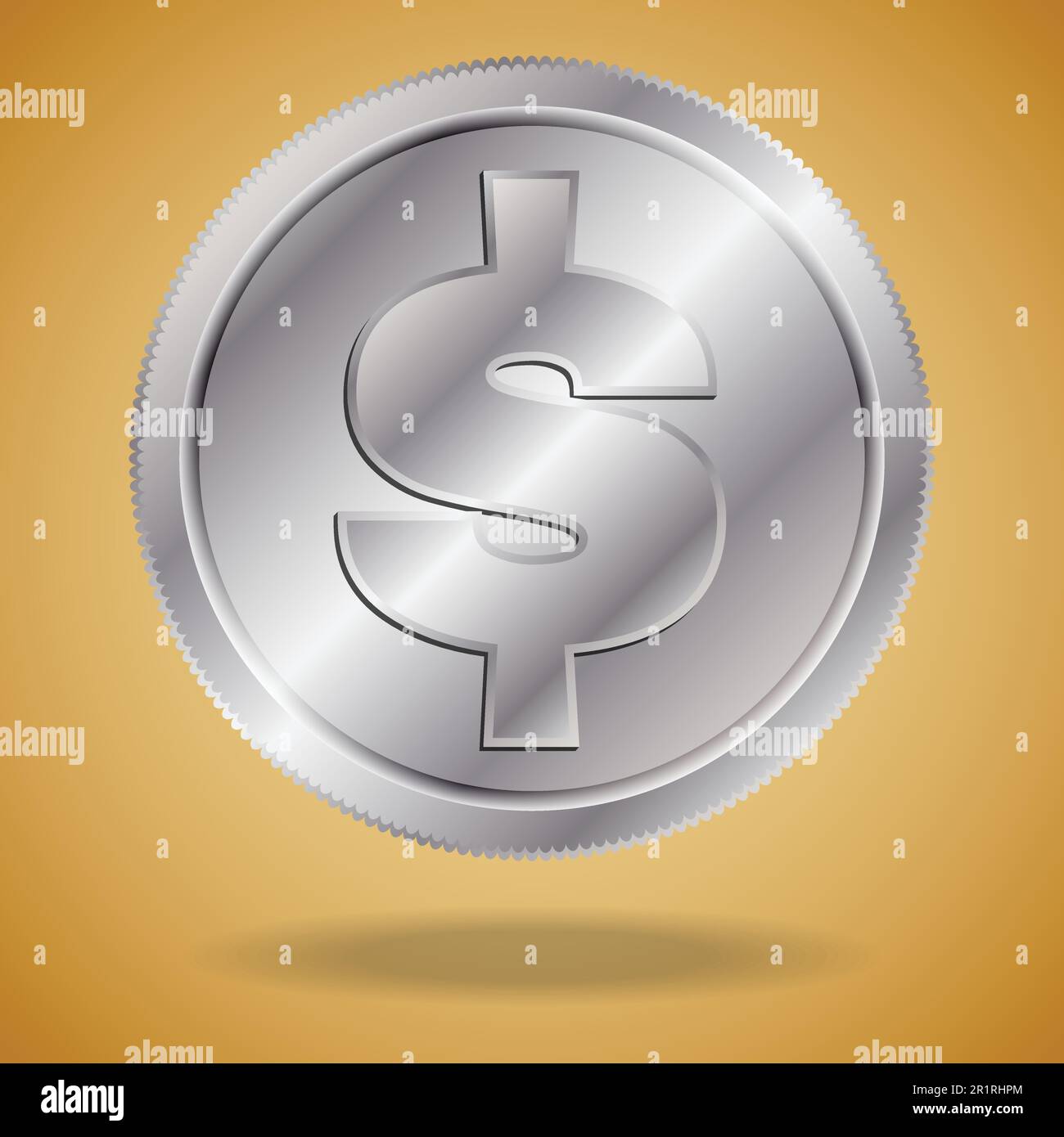 Modern concept with a american coin. Silver american dollar with shadow ...